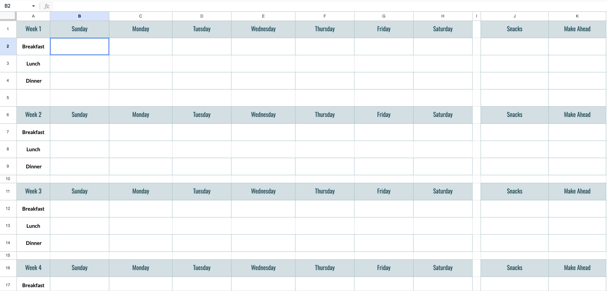How I Use Google Sheets for Grocery Shopping and Meal Planning - Zero ...